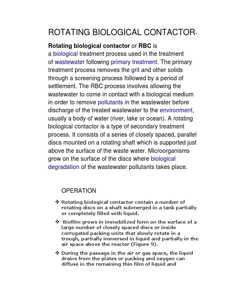 Wastewater Treatment: RBC Explained | PDF | Pollution | Water And The ...