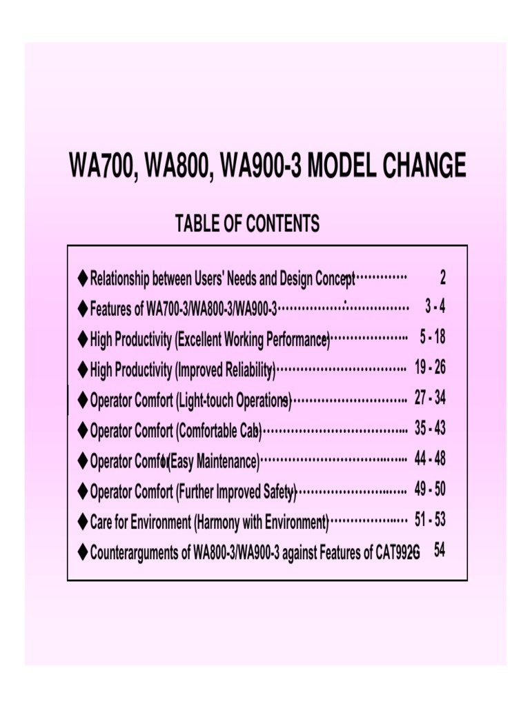 Wa700, Wa800, Wa900-3 Model Change | PDF | Automatic Transmission ...