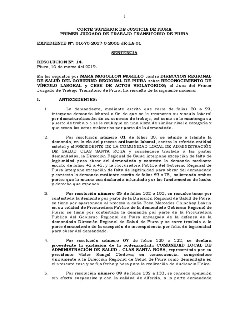 Sentencia Laboral | PDF | Evidencia (ley) | Derecho laboral