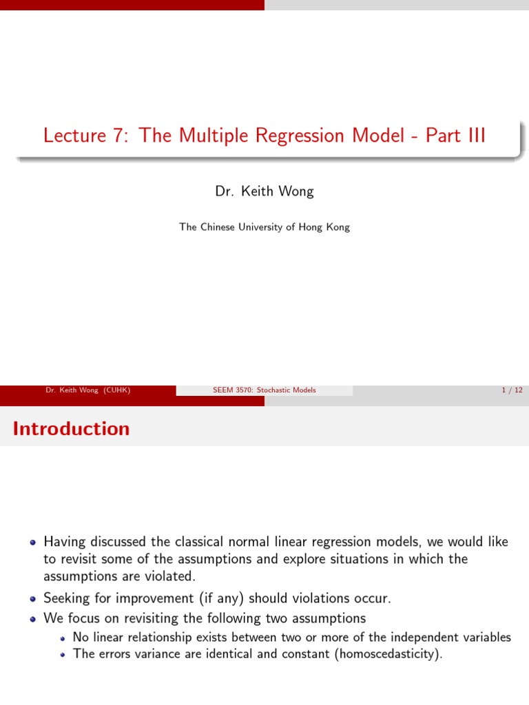 7 Multiple Regression 3 | PDF | Heteroscedasticity | Errors And Residuals
