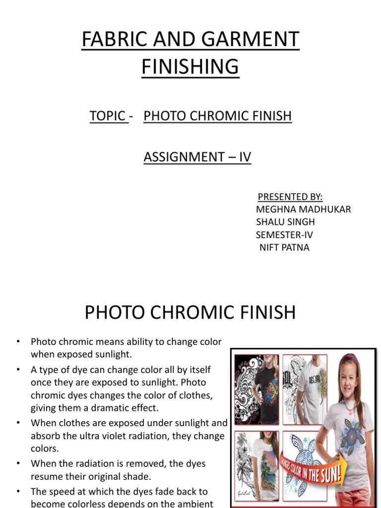 Fabric and Garment Finishing: Topic - Photo Chromic Finish Assignment ...