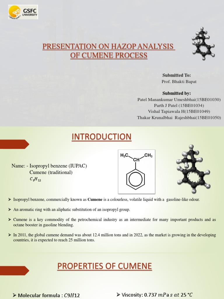 Presentation On Hazop Analysis of Cumene Process: Prof. Bhakti Bapat ...