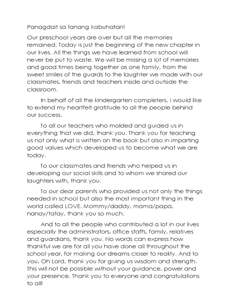 Kinder Closing Remarks | PDF