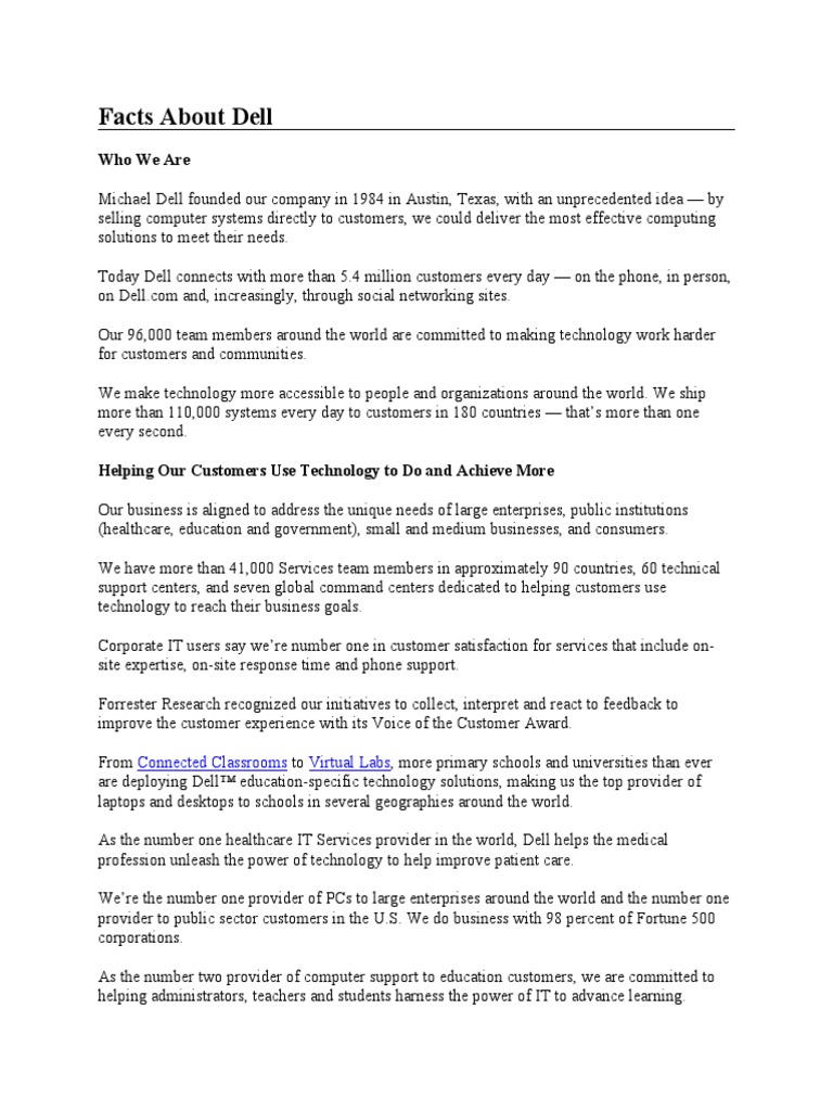 Facts About Dell | PDF | Dell | Computing