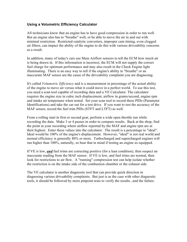 Using A Volumetric Efficiency Calculator | Download Free PDF | Engines ...