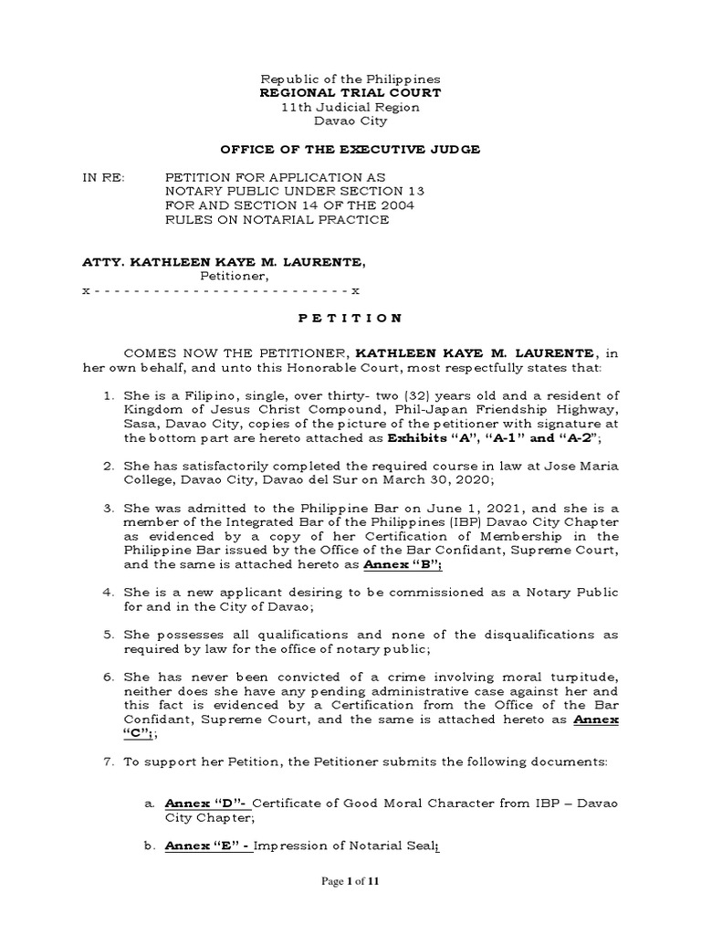 Petition For Notarial Commission | PDF | Notary Public | Government