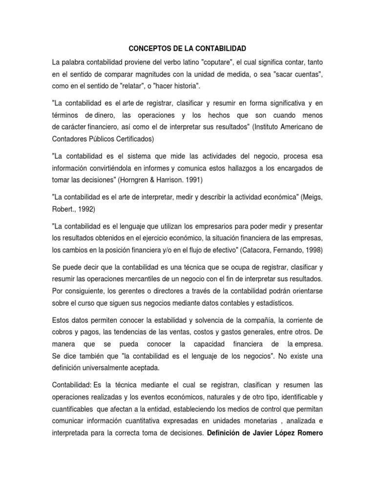 Conceptos de La Contabilidad | PDF | Contabilidad | Business