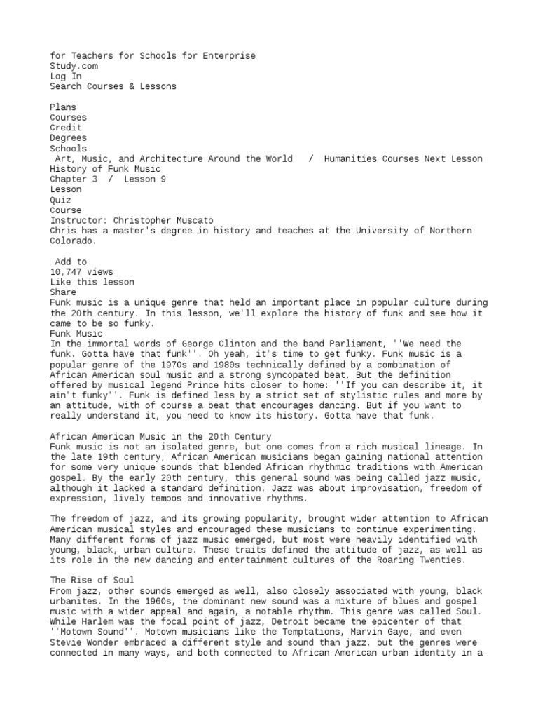 Funk History | PDF | Funk | Music