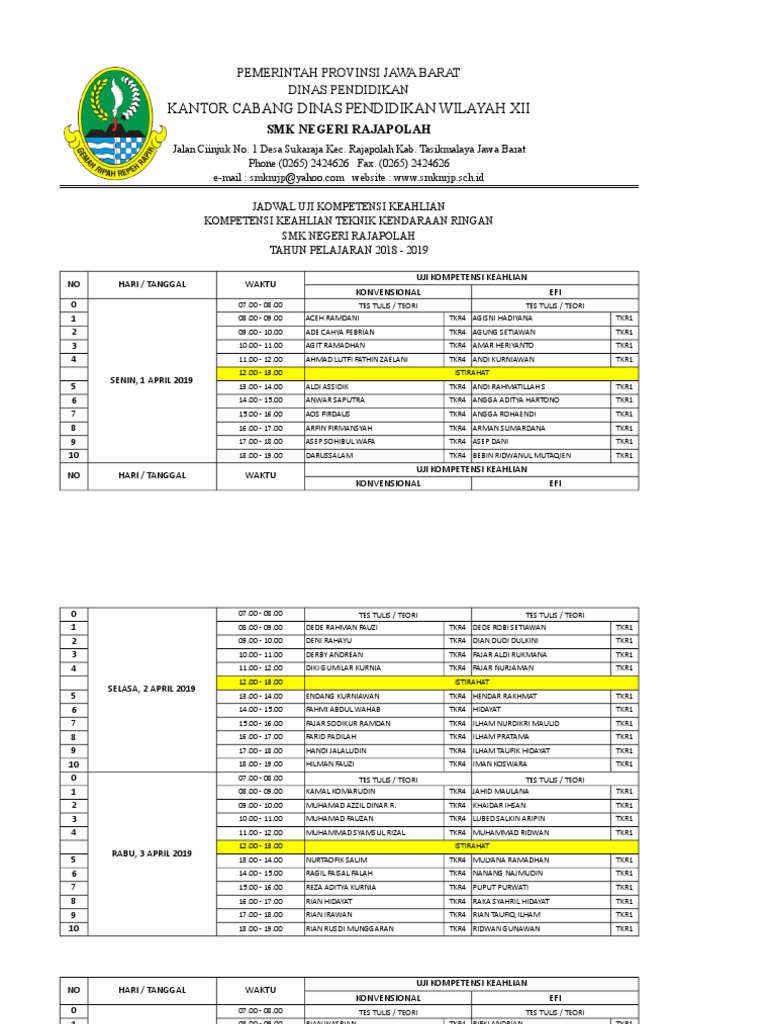 Jadwal Ujikom LSP 2018-2019 | PDF