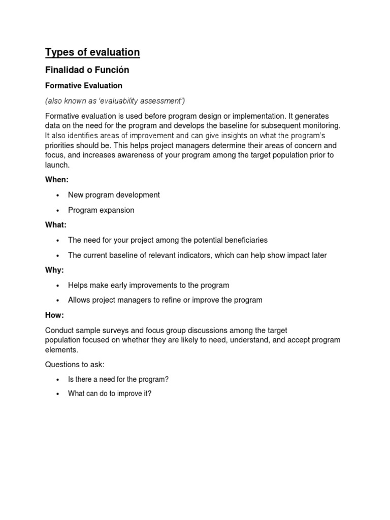 Types of Evaluation | PDF | Educational Assessment | Evaluation