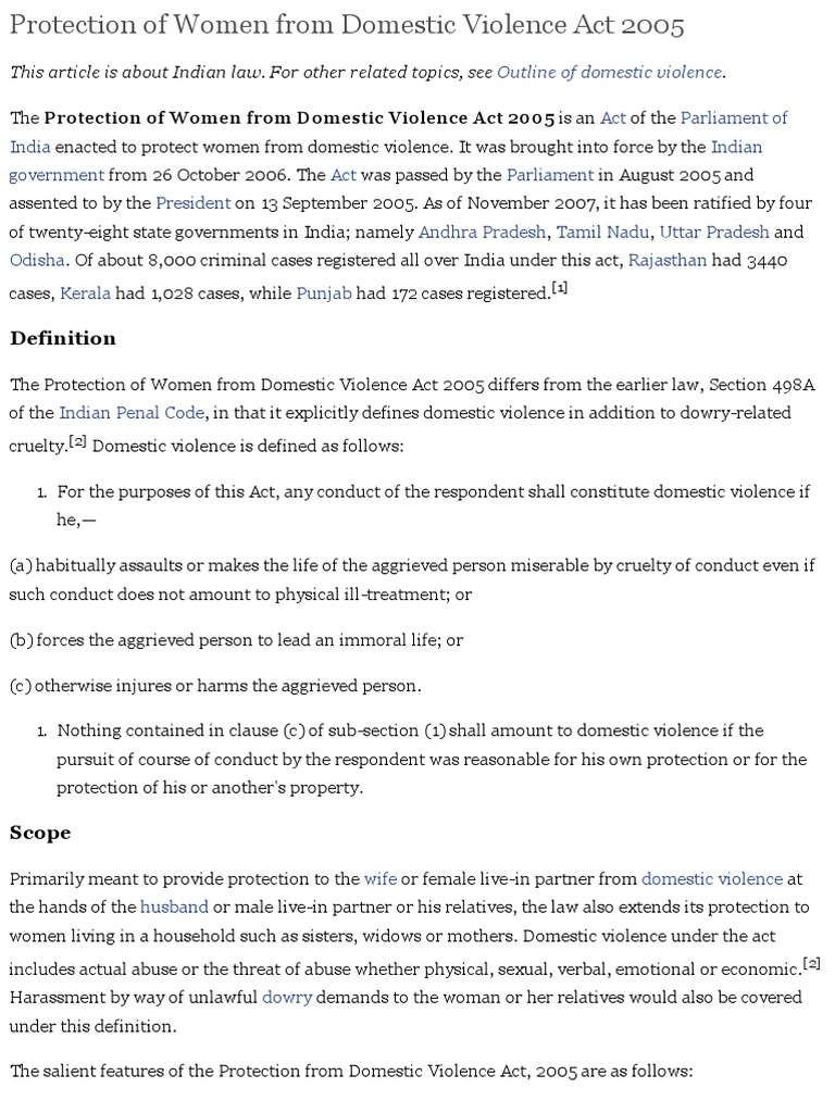 Protection of Women From Domestic Violence Act 2005 | PDF | Restraining ...