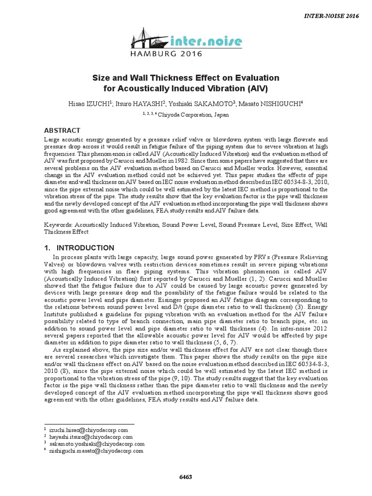 AIV Evaluation: Pipe Size & Thickness Effects | PDF | Fluid Dynamics ...