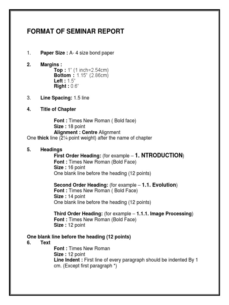 Seminar Report Template | PDF | Times New Roman | Typefaces