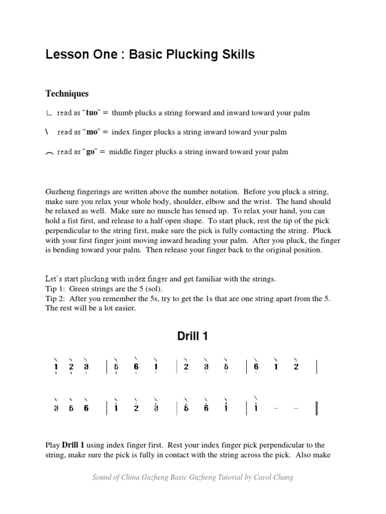 Lesson One: Basic Plucking Skills: Techniques | PDF | Hand | Finger