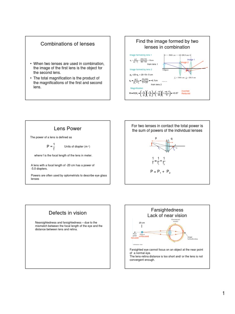 Combinations of Lenses: Find The Image Formed by Two Lenses in ...