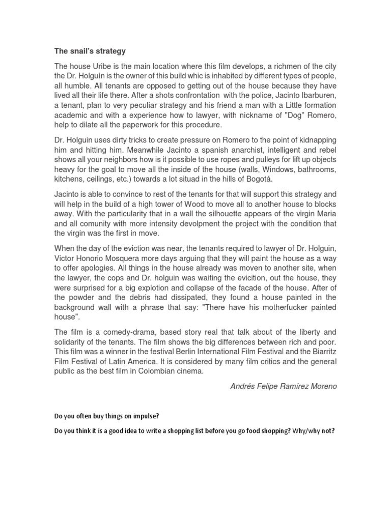 The Snail's Strategy | PDF