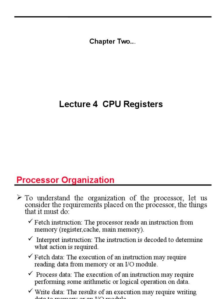 Lecture 4 CPU Registers: Chapter Two. | PDF | Central Processing Unit | Electronic Design