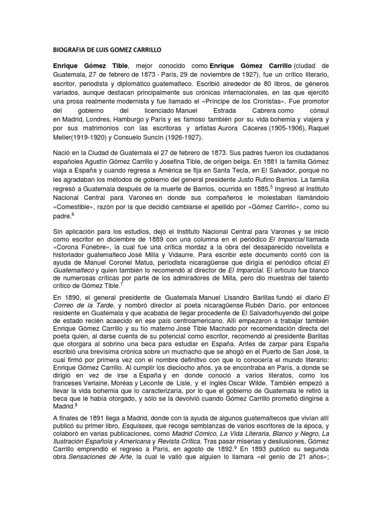 Biografía de Enrique Gómez Carrillo | PDF | Pinturas