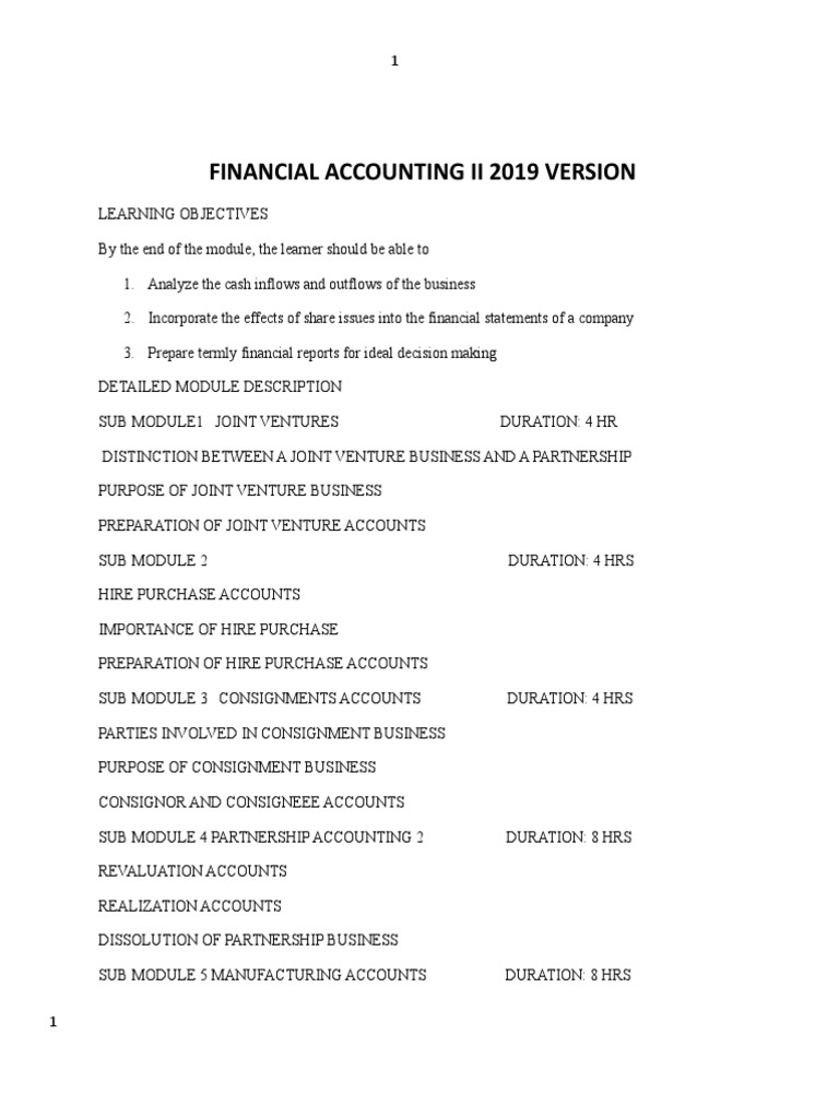 Financial Accounting Ii Pdf Debits And Credits Cost Of Goods Sold