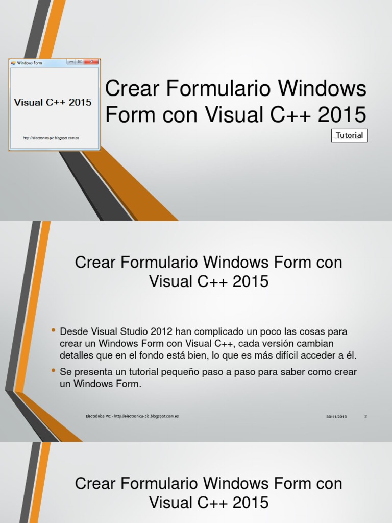 Crear Formulario Visual C++ 2015 | PDF | Microsoft Visual Studio | C