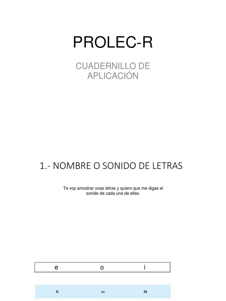 Cuadernillo de Aplicacion Prolec R | PDF