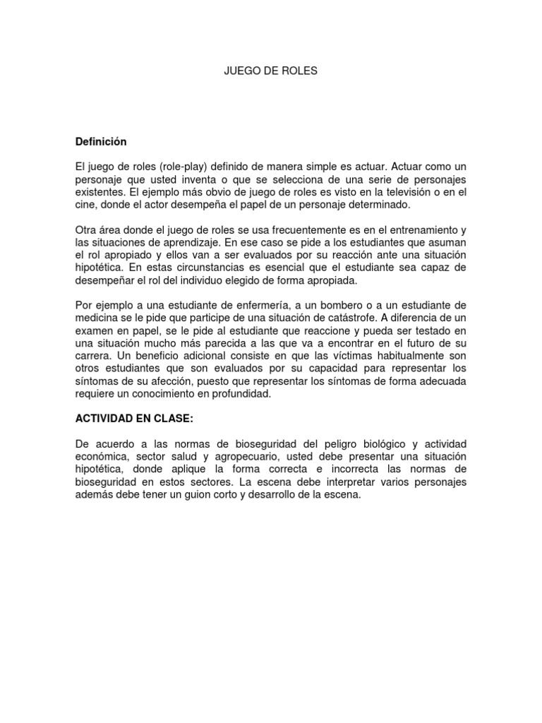 Ejemplos de Juegos de Roles en Educación | PDF | Relaciones personales ...