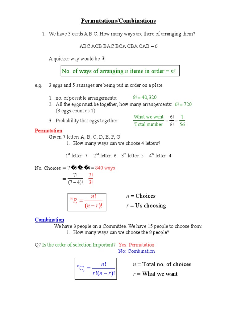 Permutations and Combination | PDF | Teaching Mathematics