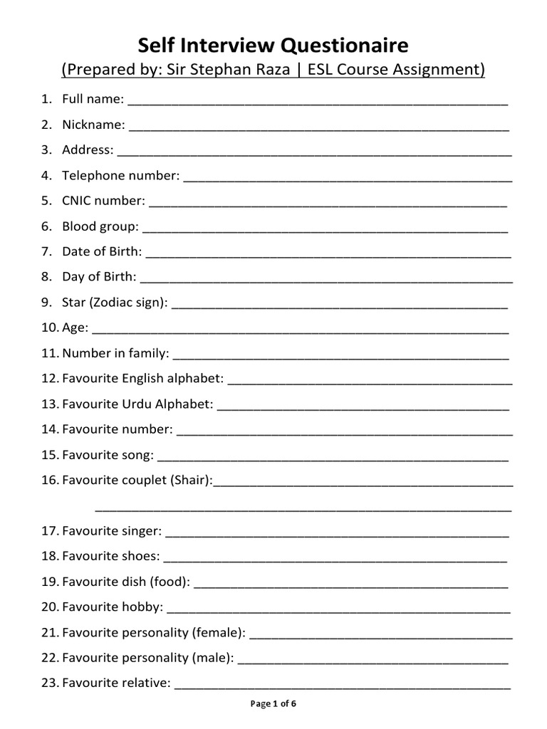 Self Interview Questions | PDF | Leisure