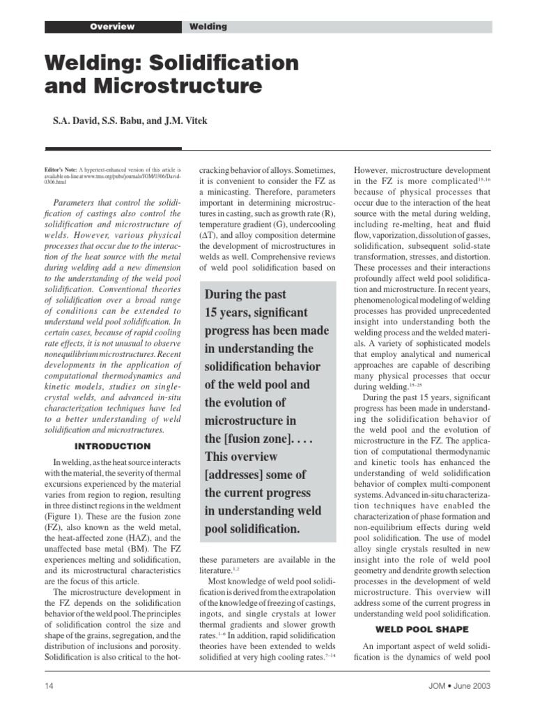 Welding Solidification and Microstructure | PDF | Stainless Steel | Welding