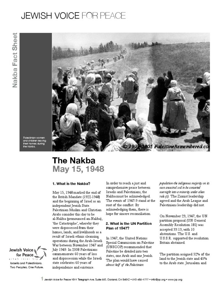 Nakba Factsheet | PDF | Palestinian Refugees | 1948 Palestinian Exodus
