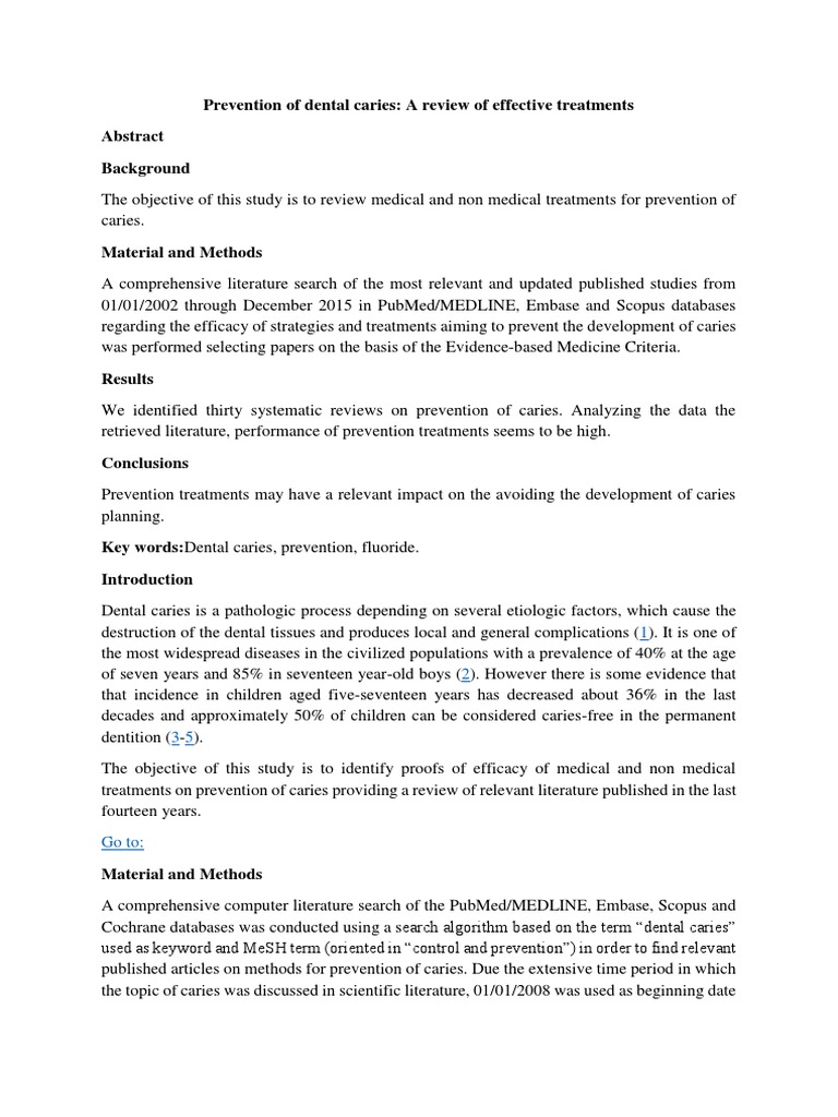 (Journal) Prevention of Dental Caries. | PDF | Dentistry | Mouth