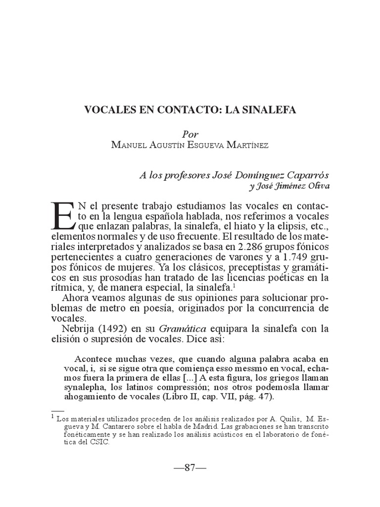 Análisis de la Sinalefa en Español | PDF | Vocal | Lengua española