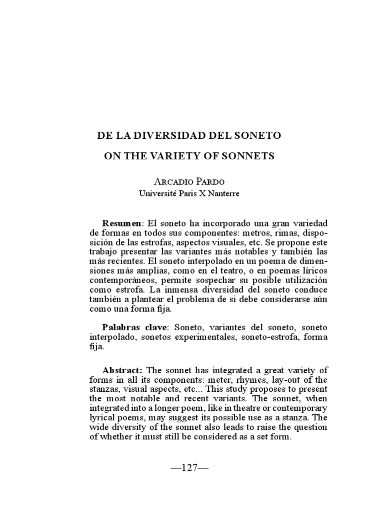 La Diversidad Del Soneto | PDF | Sonetos | Poesía