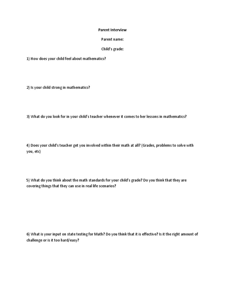 Parent Interview | PDF