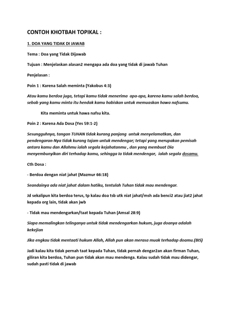 Contoh Doa Topikal | PDF | Agama & Spiritualitas