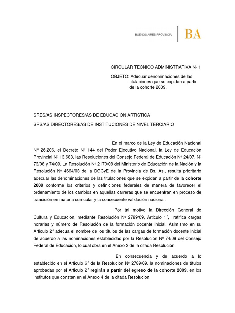 CIRCULAR TECNICO ADMINISTRATIVA # 1-12 Denominacion de Titulos 3-7-12 ...