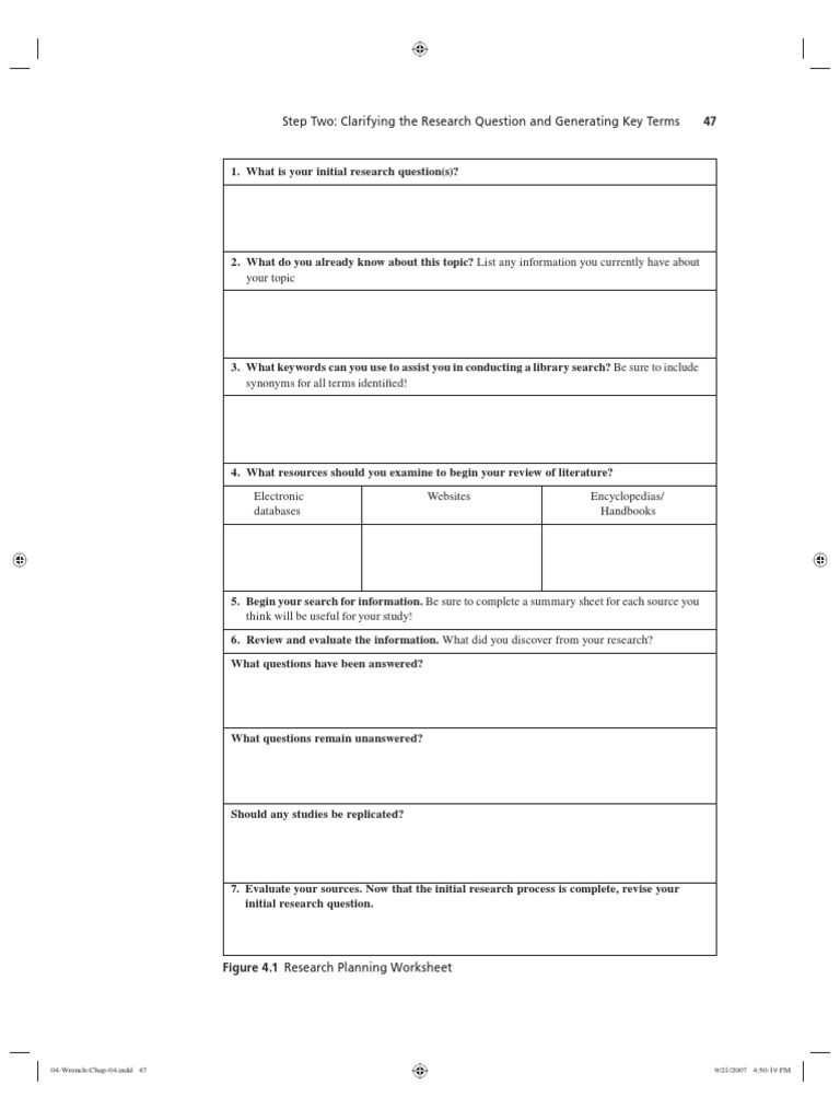 1a Research Planning Sheet | PDF