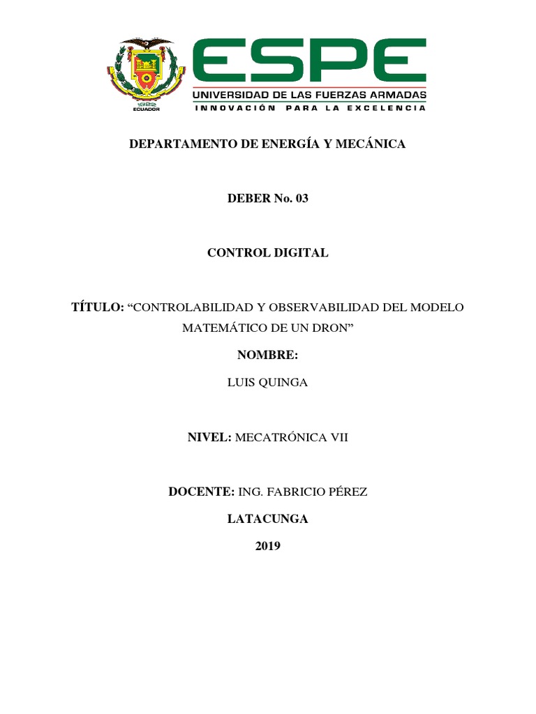 Controlabilidad y Observabilidad | PDF | Determinante | Matriz ...