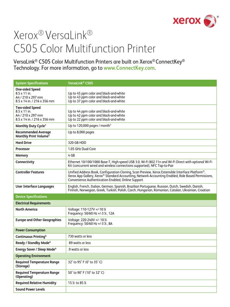 Xerox Versalink C505 Color Multifunction Printer | PDF | Image Scanner ...