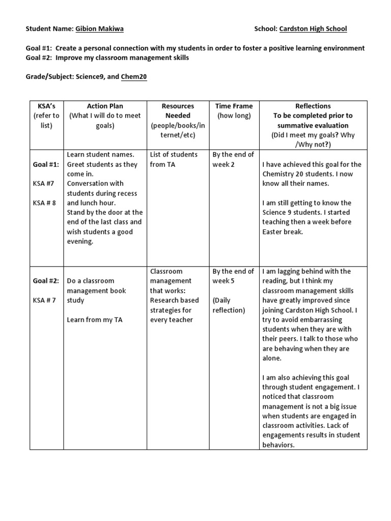 High School Science Teacher Goals | PDF | Classroom Management | Classroom