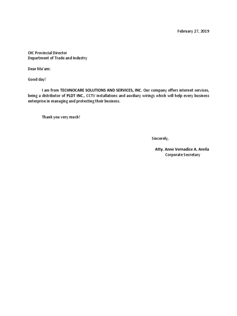 DTI - Letter | PDF