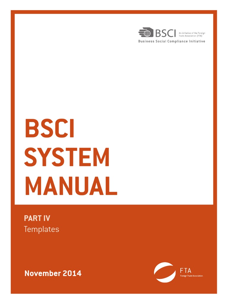 BSCI System Manual: Templates Overview | PDF | Working Time | Audit
