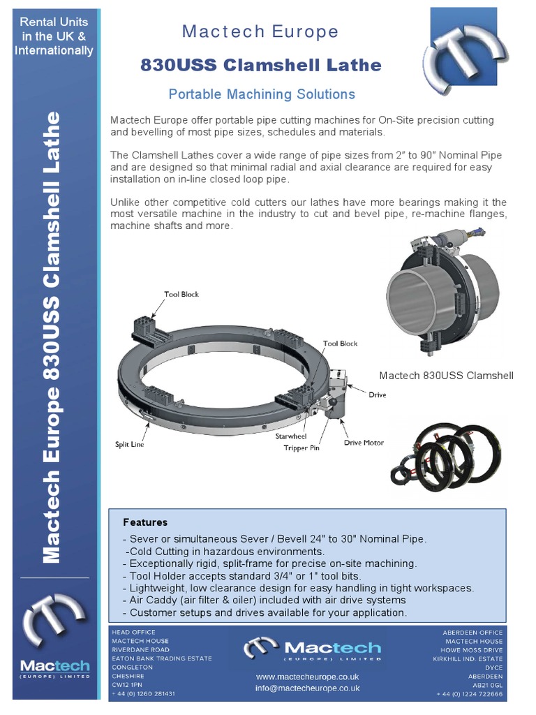Mactech Europe 830USS Clamshell Lathe: Portable Machining Solutions ...