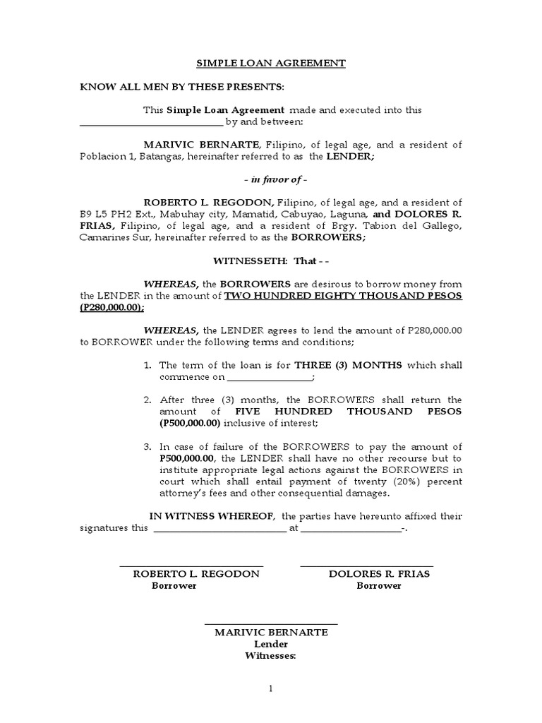 Simple Loan | PDF | Loans | Common Law