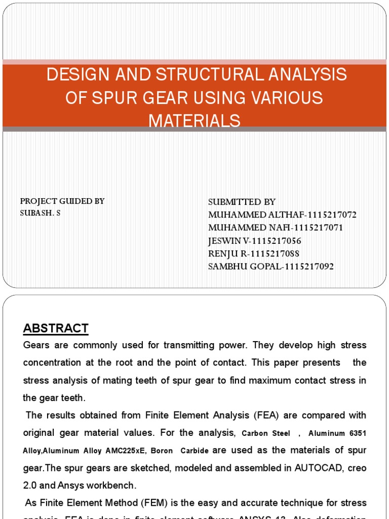 Spur Gear Stress Analysis FEA | PDF | Fatigue (Material) | Gear
