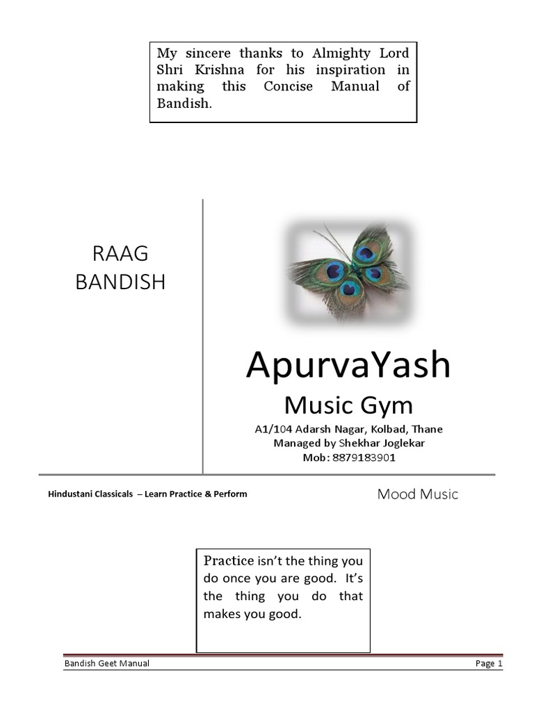 Bandish Geet Manual: Raag Overview | PDF | Classical And Art Music ...