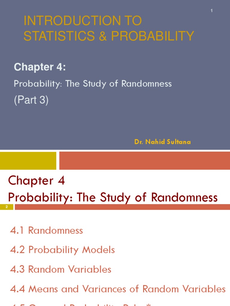 Introduction To Statistics & Probability: Probability: The Study of ...