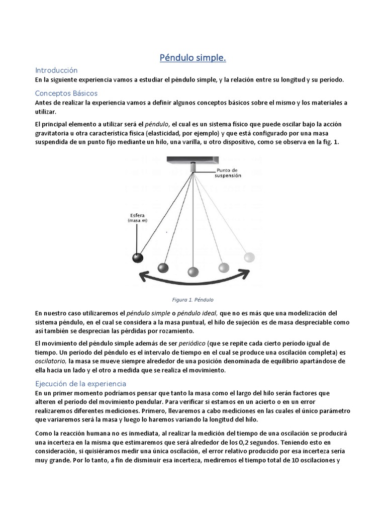 Péndulo Simple | PDF | Péndulo | Movimiento (física)