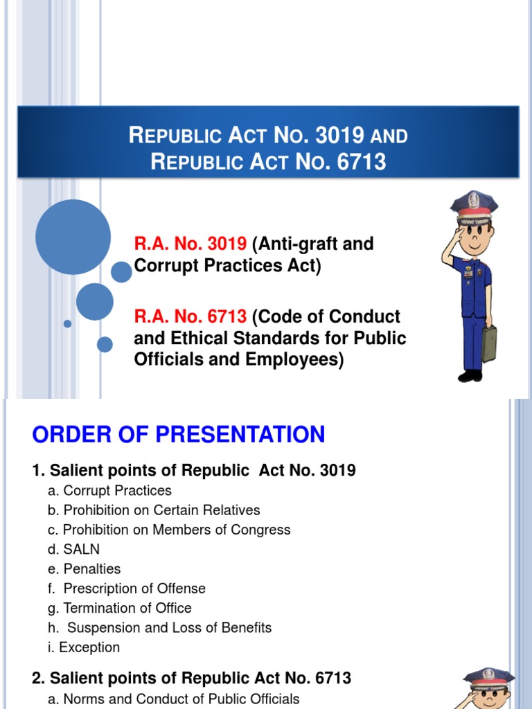 RA 3019 and RA 6713 | PDF | Crime & Violence | Crime Thriller