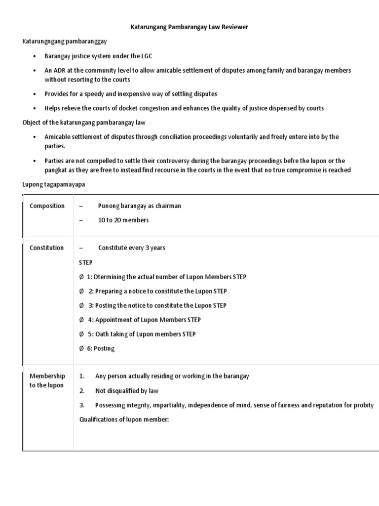 Katarungang Pambarangay Law Guide | PDF | Summary Judgment | Lawsuit